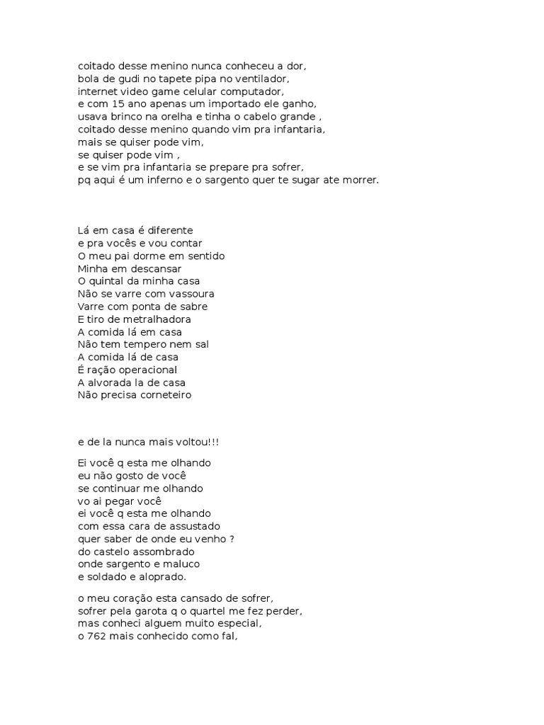 Canções de TFM | PDF | Cavalaria | Infantaria