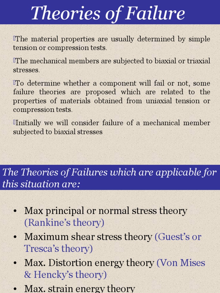 Theories of Failure | PDF | Strength Of Materials | Yield (Engineering)