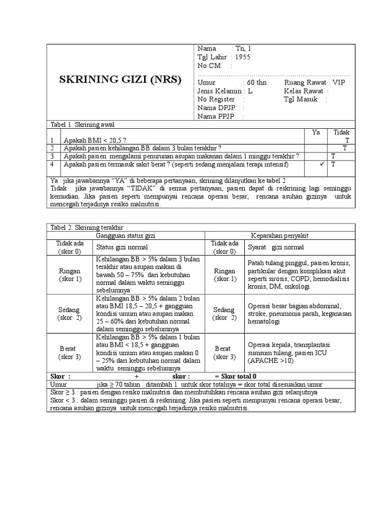 2.skrining Gizi Nrs Kosongan | PDF