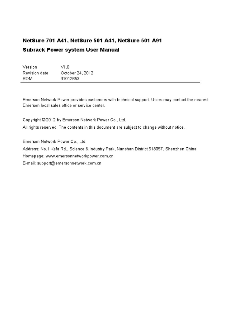 NetSure 701 A41, NetSure 501 A41, NetSure 501 A91 | PDF | High Voltage ...