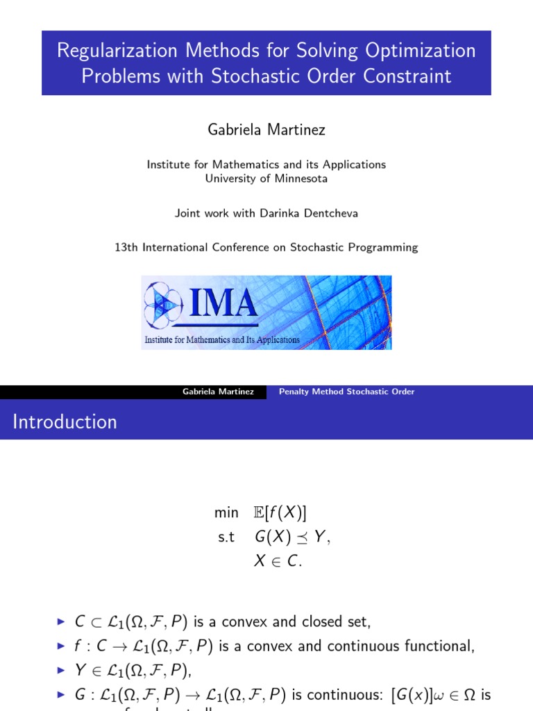 Regularization Methods For Solving Optimization Problems With ...
