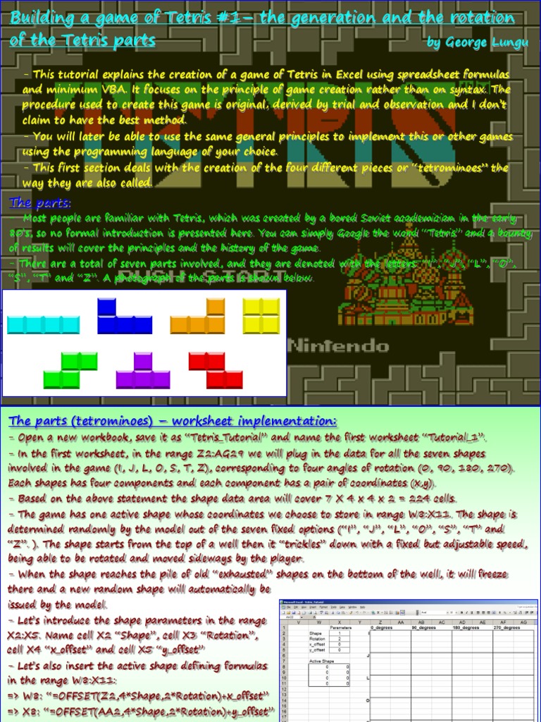 Tetris Tutorial 1 Pdf Microsoft Excel Teaching Mathematics