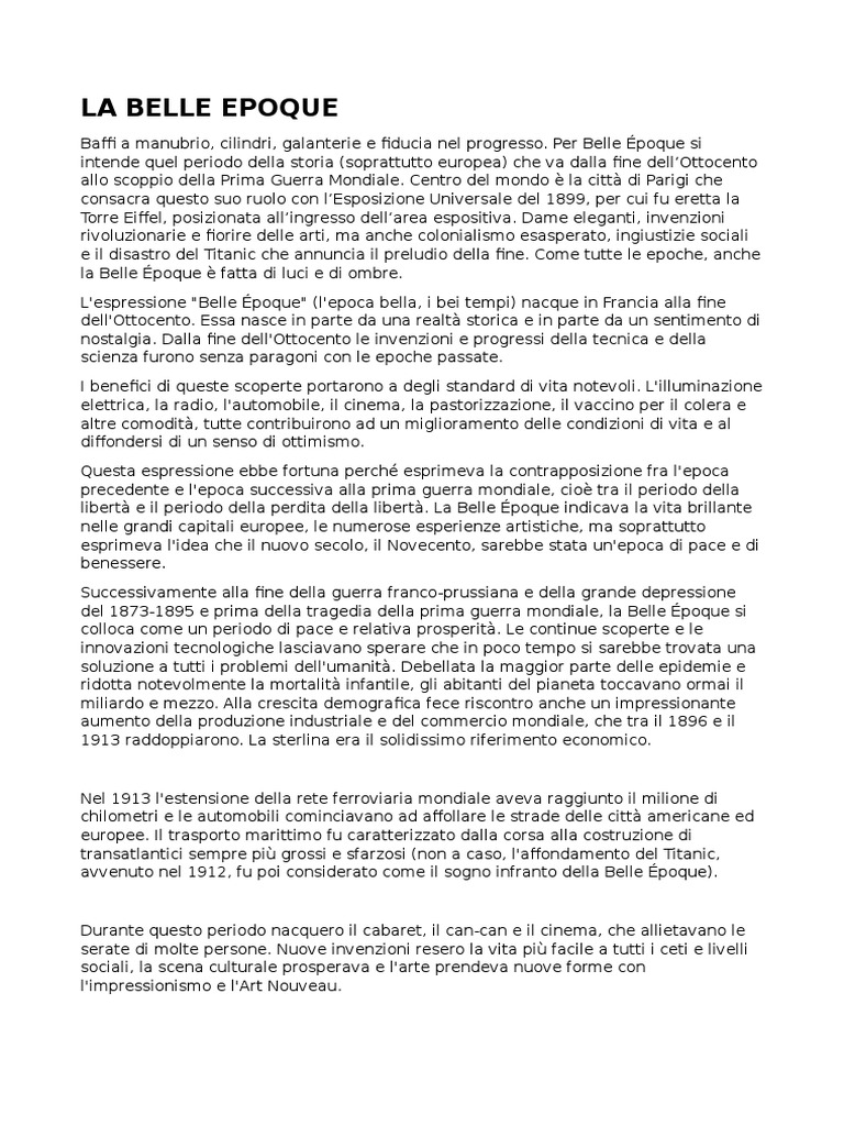 La Belle Epoque | PDF
