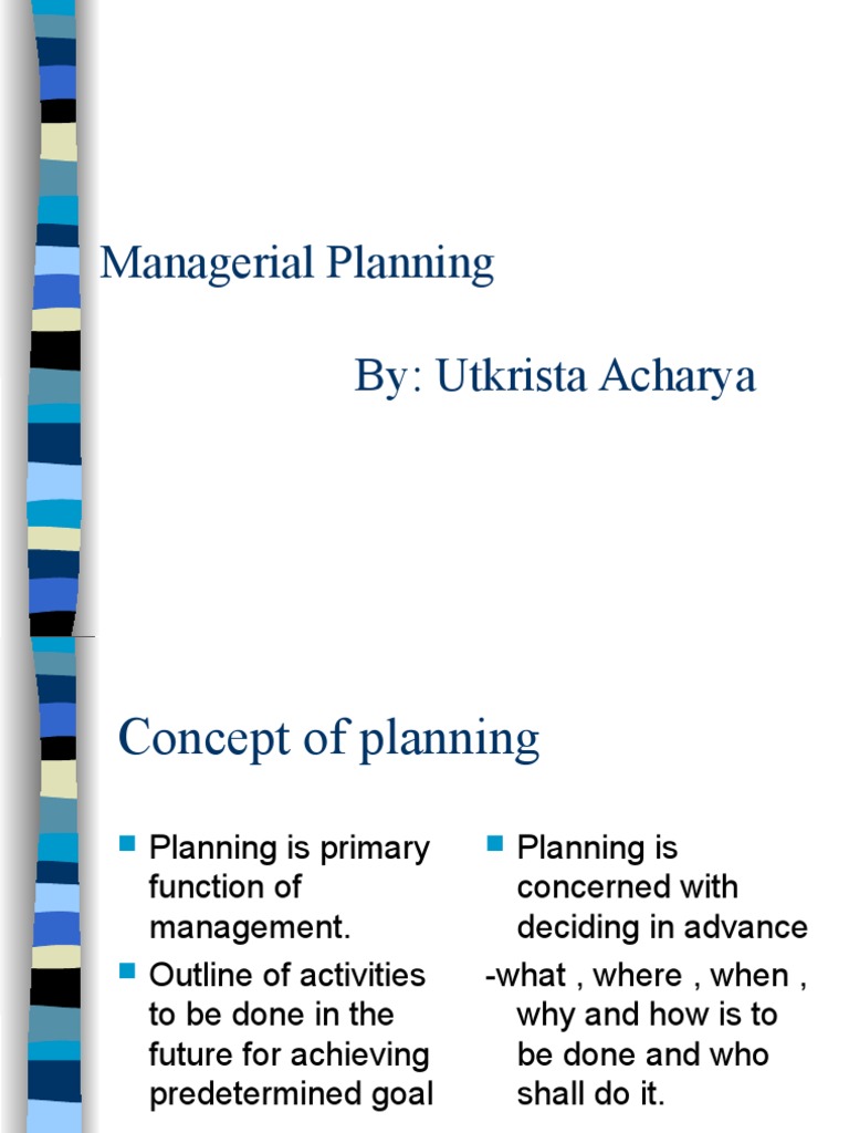 Managerial Planning | PDF | Strategic Planning | Strategic Management