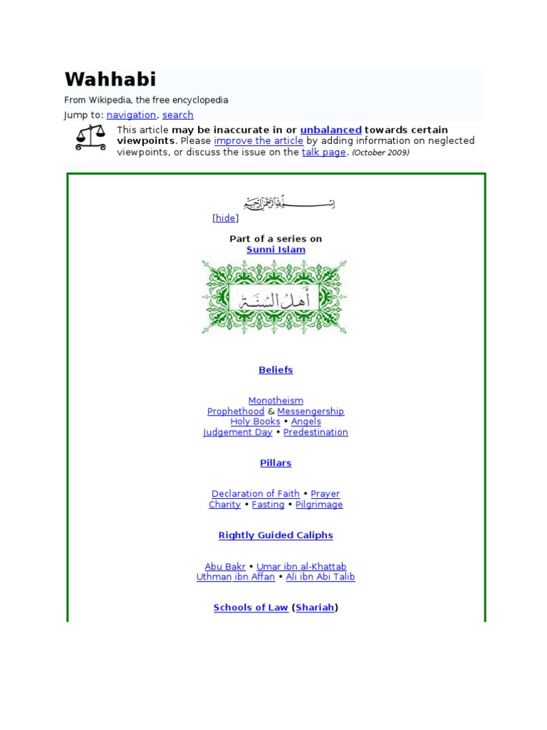 Wahhabi | PDF | Wahhabism | Salafi Movement
