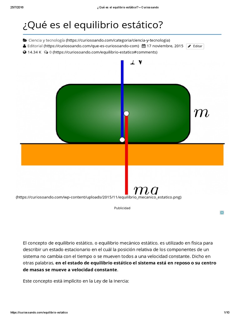 El Equilibrio Estático - Curiosoando | PDF | Las leyes del movimiento ...