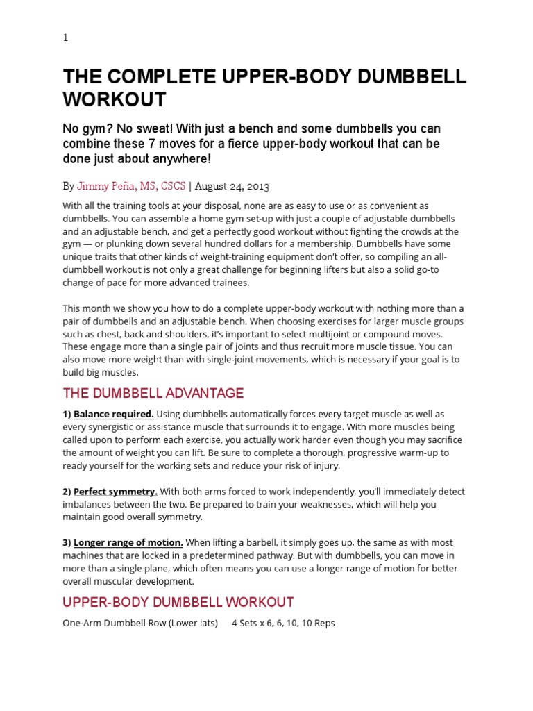 The Complete Upper-Body Dumbbell Workout | PDF