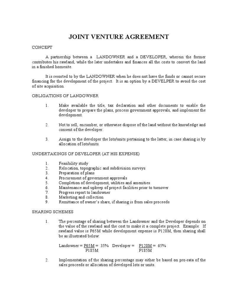 Joint Venture Agreement | PDF | Joint Venture | Verification And Validation