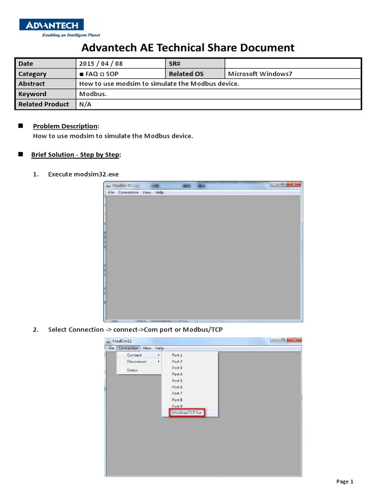 How To Use Modsim To Simulate The Modbus Device | PDF | Computers