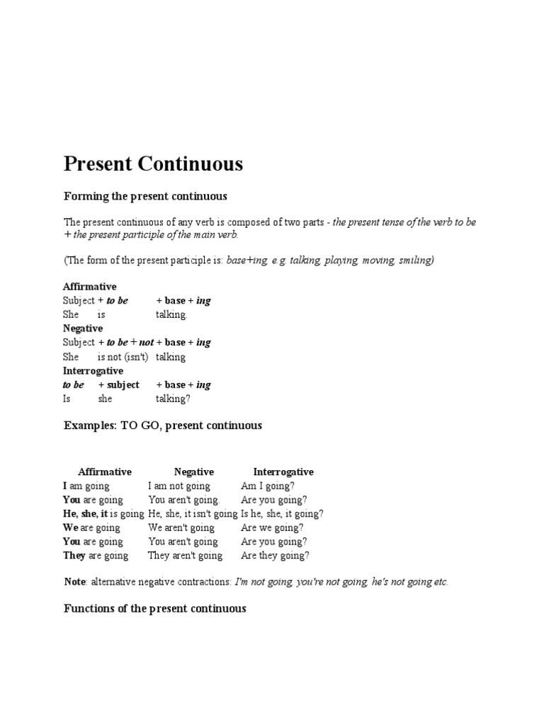 Present Continuous | PDF | Grammatical Tense | Verb