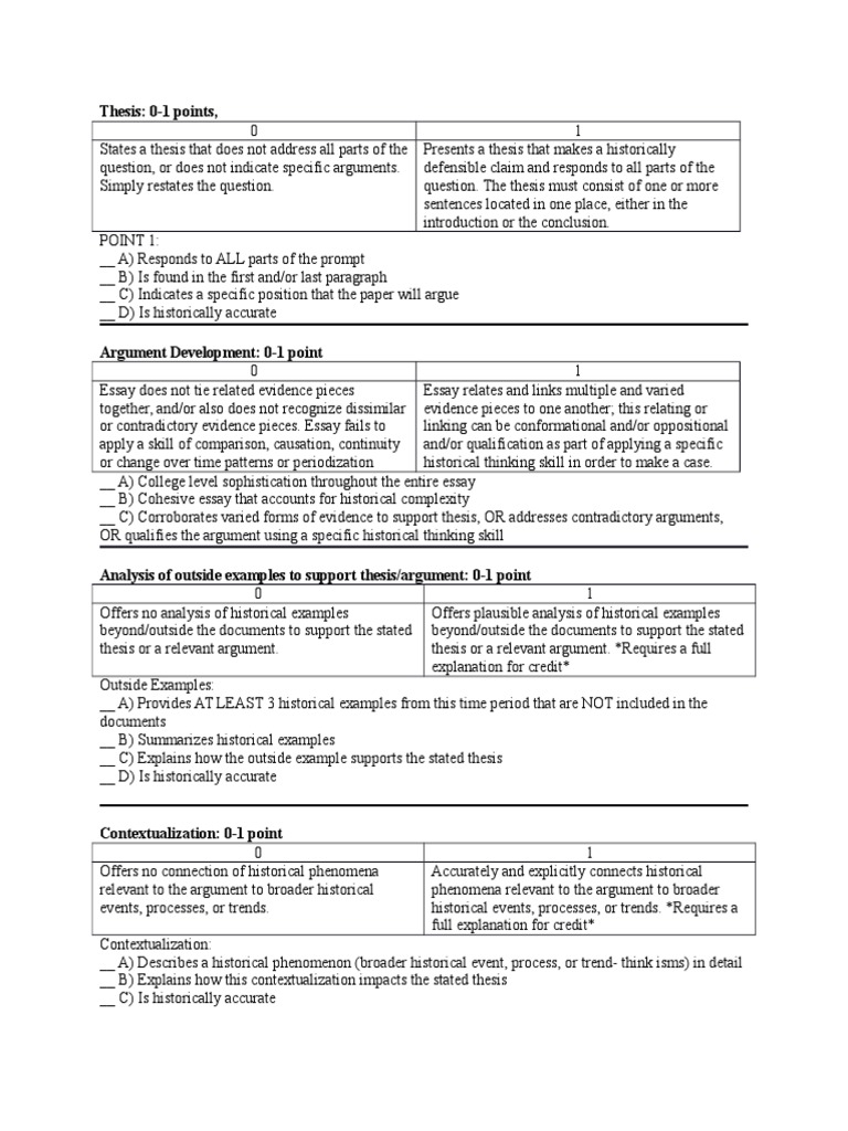 DBQ Rubric Criteria For Success | PDF | Thesis | Essays