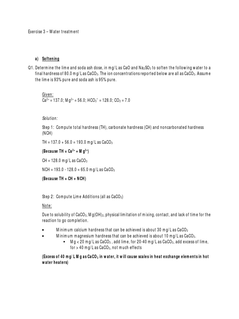 NCH Water Treatment Calculations | PDF | Chemical Substances | Chemical ...