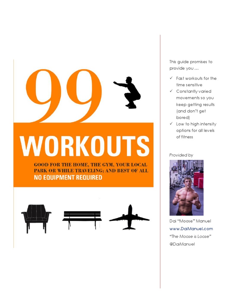 Guide - 99 Workouts No Equipment Needed | PDF | Recreation | Body Shape