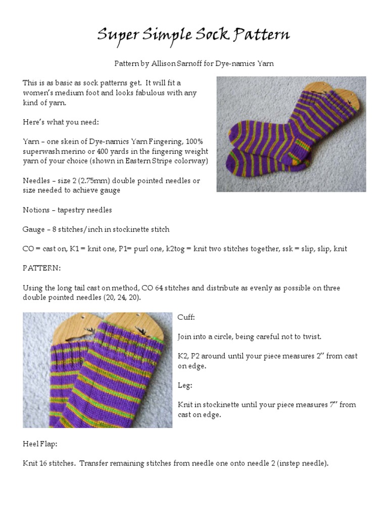 Super Simple Sock Pattern | PDF | Basic Knitted Fabrics | Knitting