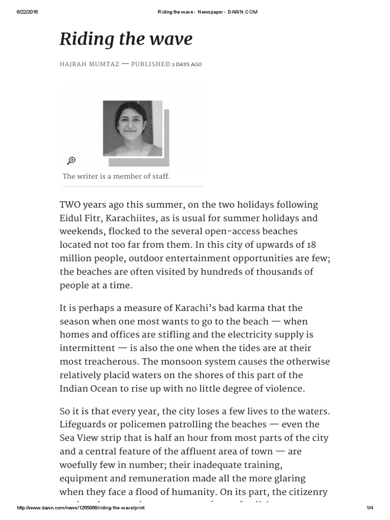 Riding The Wave - Newspaper - DAWN | PDF | Beach | Transport