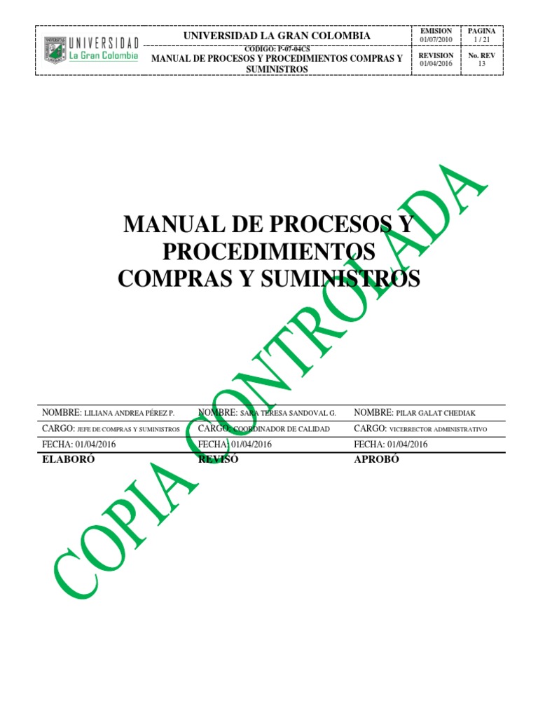 Manual Procedimientos Compras Suministros | PDF | Correo electrónico | Factura