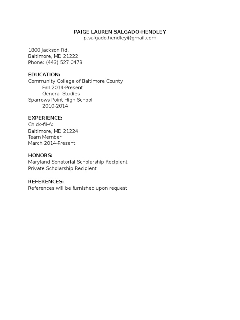 Paige Salgado-Hendley's Resume | PDF