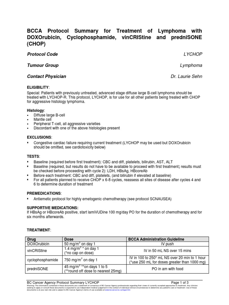 LYCHOP Protocol 1Aug2014 | Chemotherapy | Lymphoma