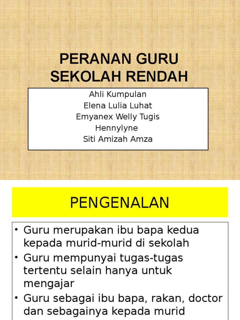 Peranan Guru dalam Pendidikan Sekolah Rendah | PDF