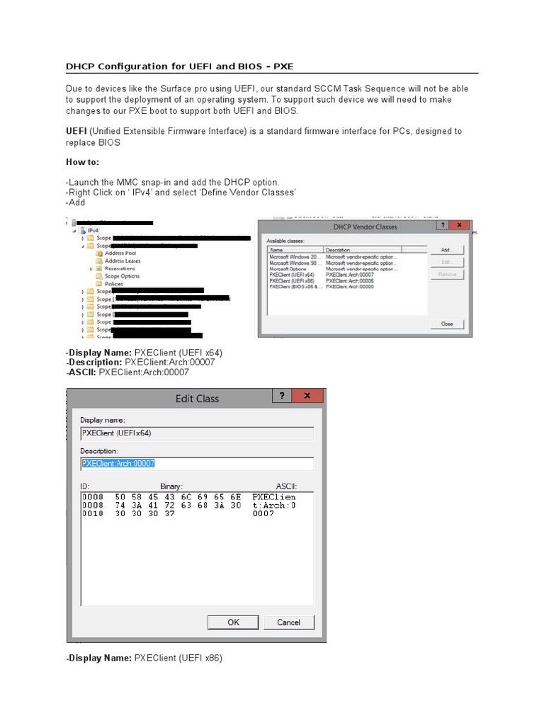 DHCP Configuration For UEFI and BIOS - PXE | PDF