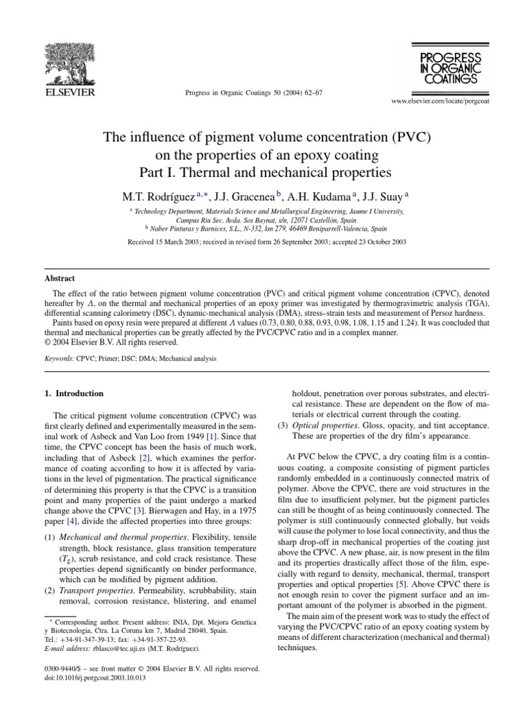 The Influence of Pigment Volume Concentration (PVC) | PDF ...