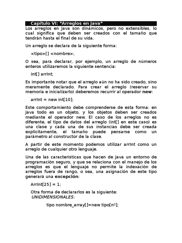 Arreglos en JAVA | PDF | Java (lenguaje de programación) | Objeto (informática)