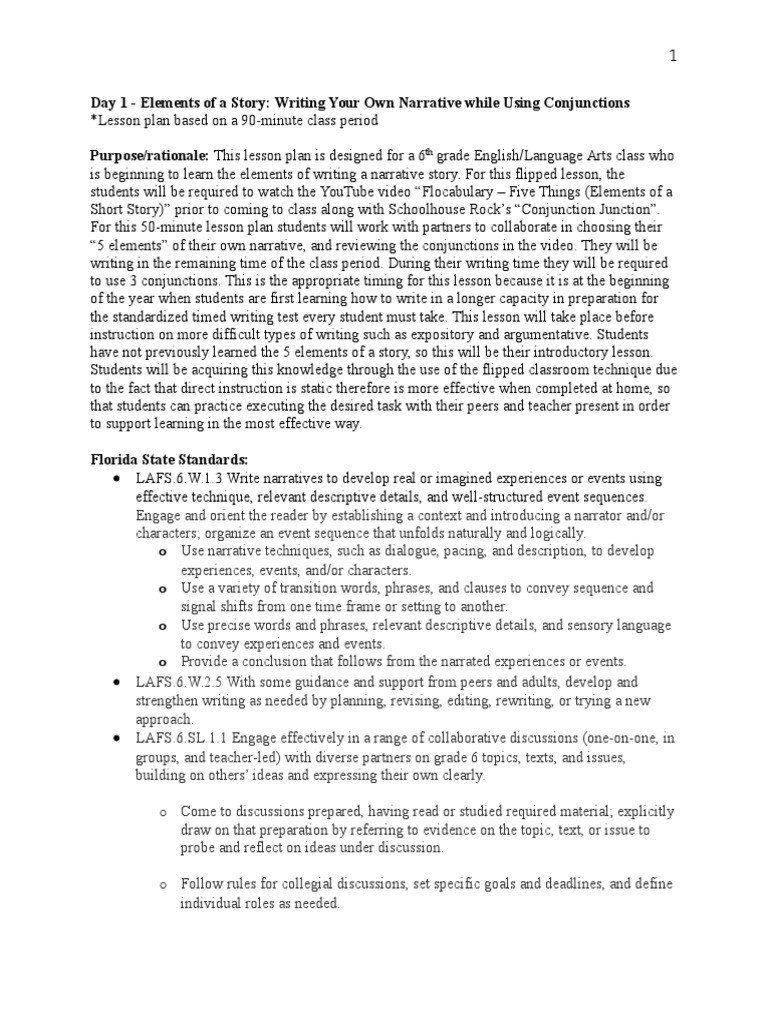 Narrative Writing Elements for 6th Grade | PDF | Lesson Plan | Narrative