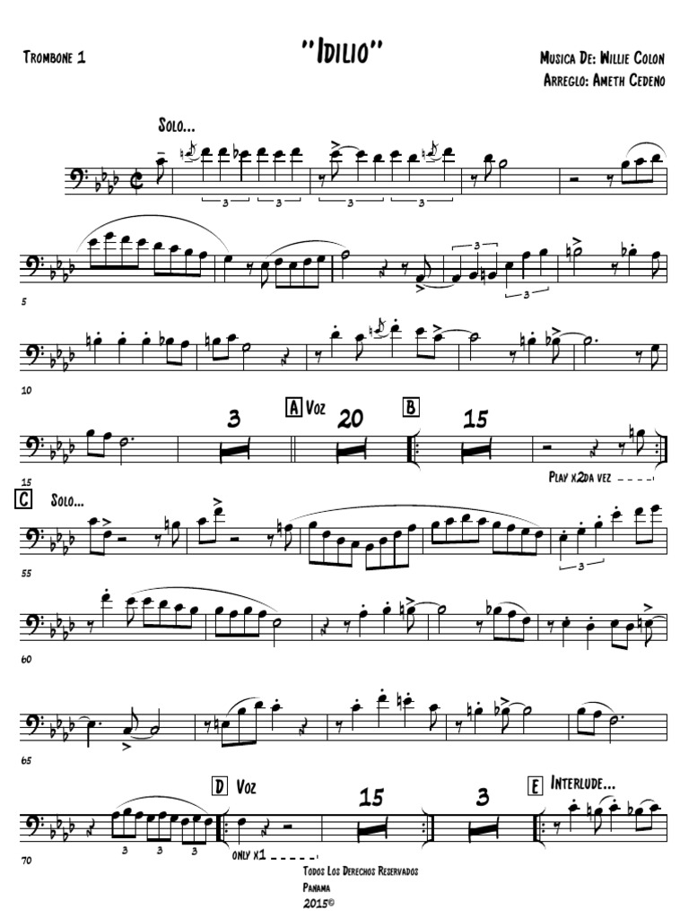 Idilio - Willie Colon Arreglo - Trombone 1 | PDF
