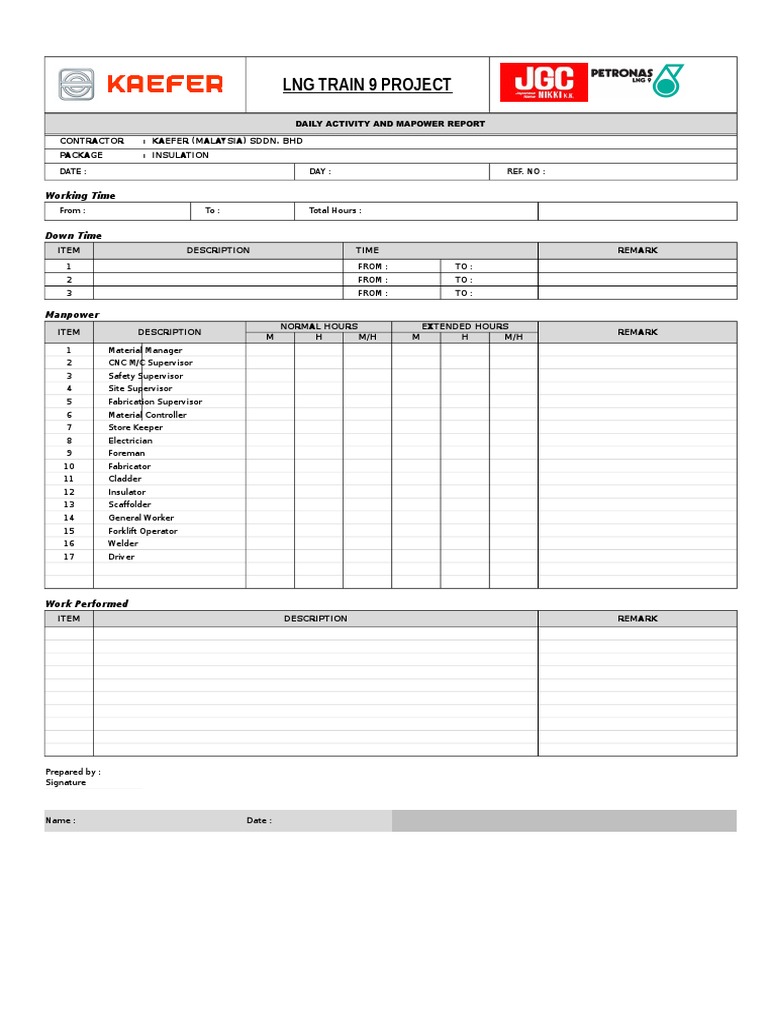 Daily Activity Report Template | PDF