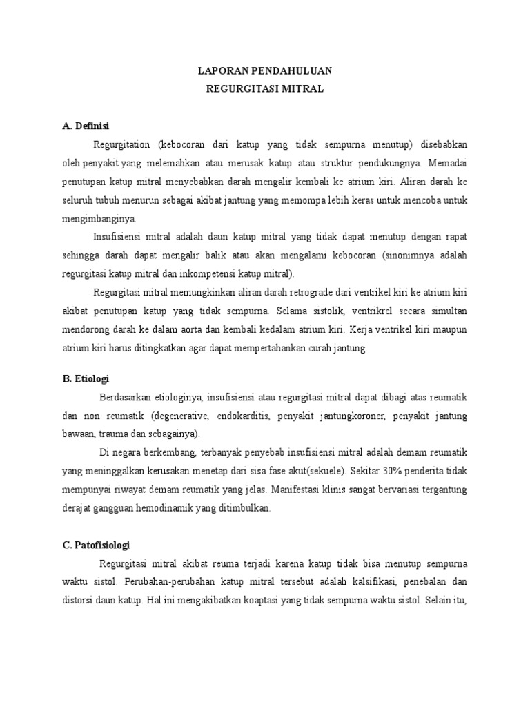 Regurgitasi Mitral: Panduan Medis | PDF