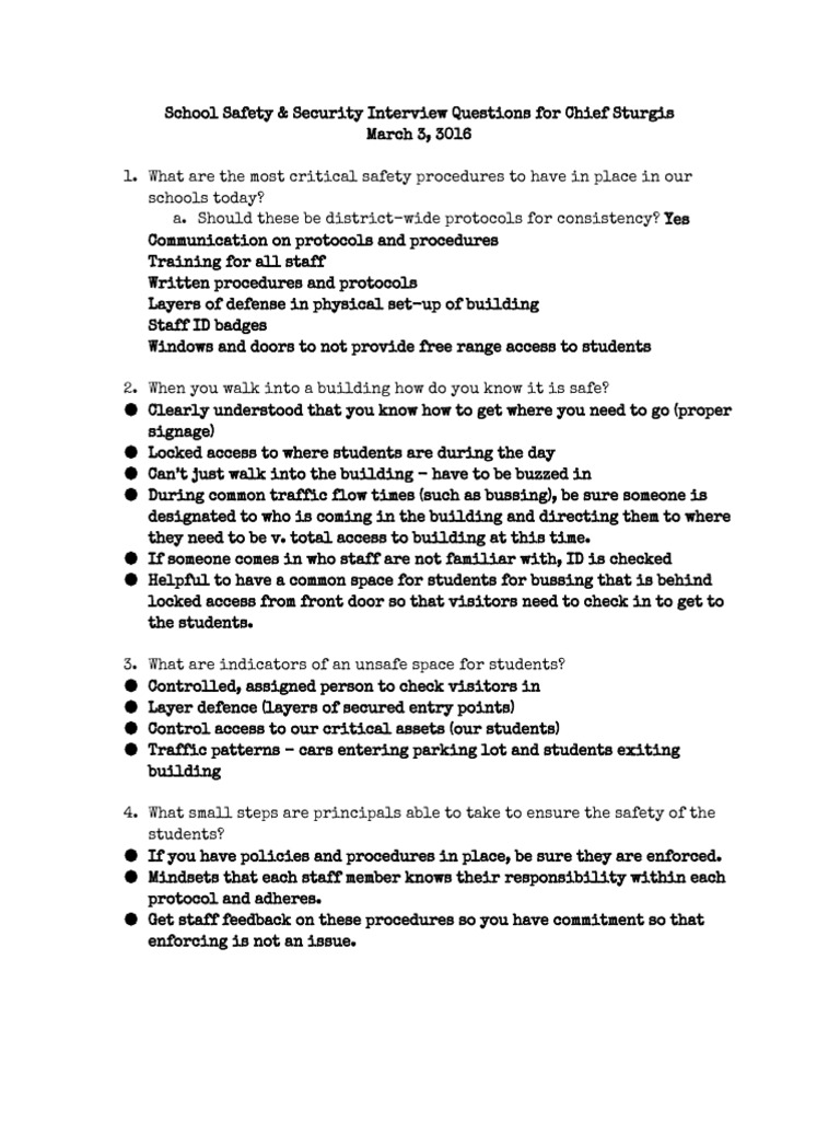 School Safety Security Interview Questions | PDF | Police Officer | Police