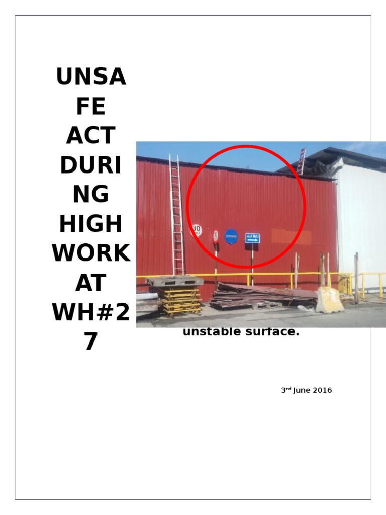 Unsa FE ACT Duri NG High Work AT WH#2 7: Ladder Was Placed On The ...