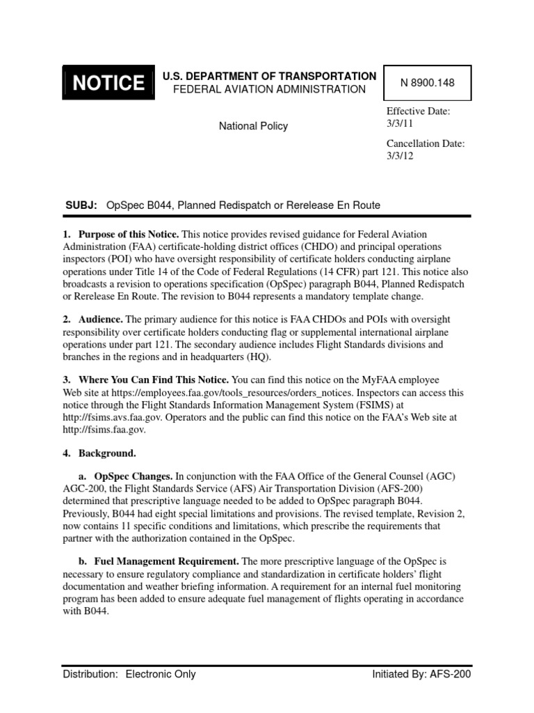 Revised Guidance and Mandatory Template Changes for OpSpec B044 ...