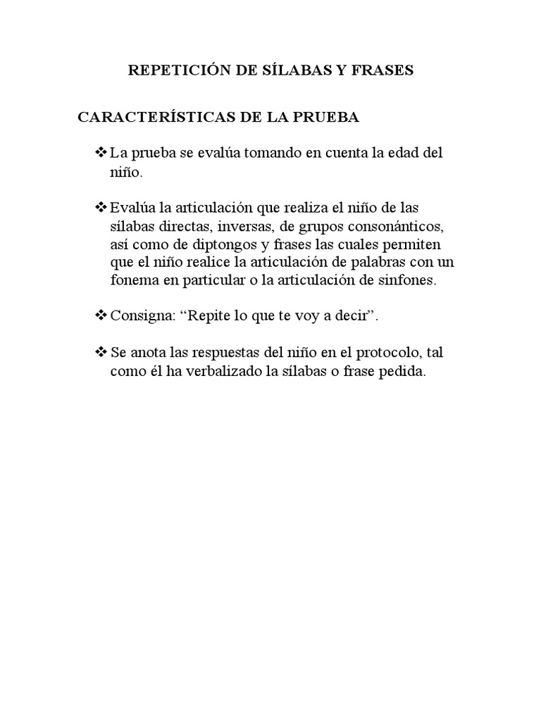 Repetición de Sílabas y Frases | PDF