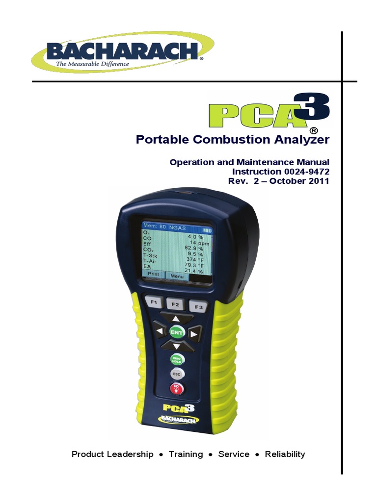 BACHARACH PCA3 Portable Combustion Analyzer | N Ox | Electrical Connector