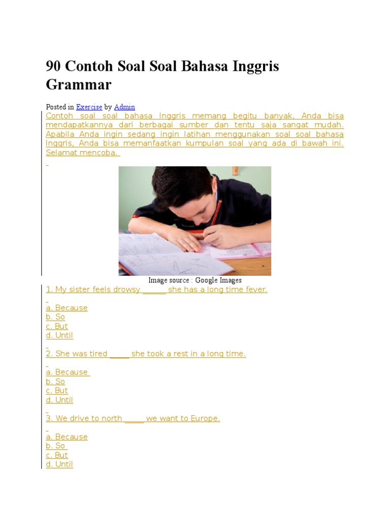 90 Contoh Soal Soal Bahasa Inggris Grammar | PDF