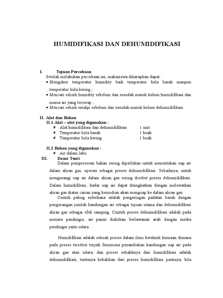 Humidifikasi Dan Dehumidifikasi | PDF | Griya & Taman | Sains & Matematika