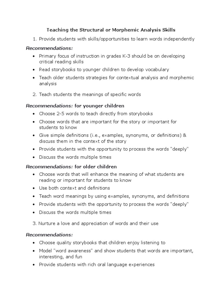 Morphemic Analysis | PDF | Word | Syllable