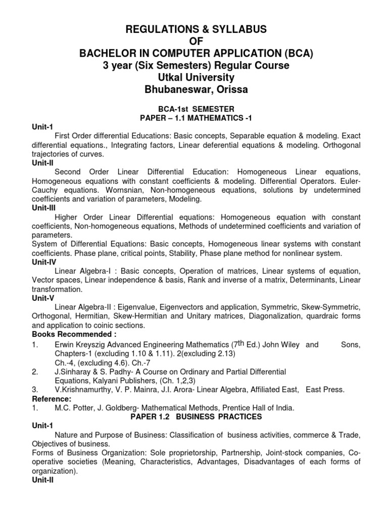 BCA Syllabus | Download Free PDF | Regression Analysis | Computer Data ...