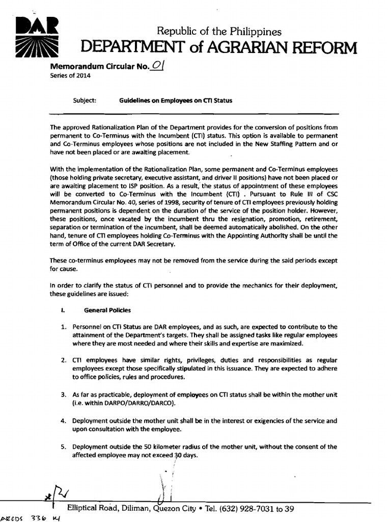 Guidelines for CTI Employees in DAR | PDF | Performance Appraisal ...