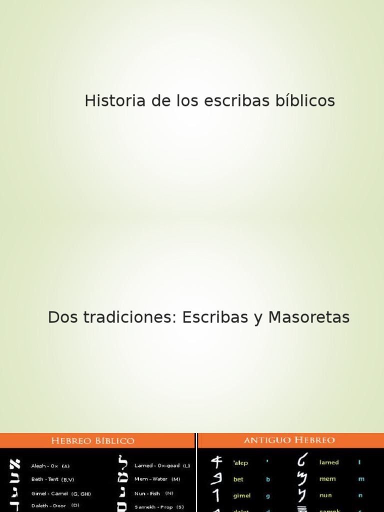 Historia de los escribas y masoretas que preservaron las Escrituras ...