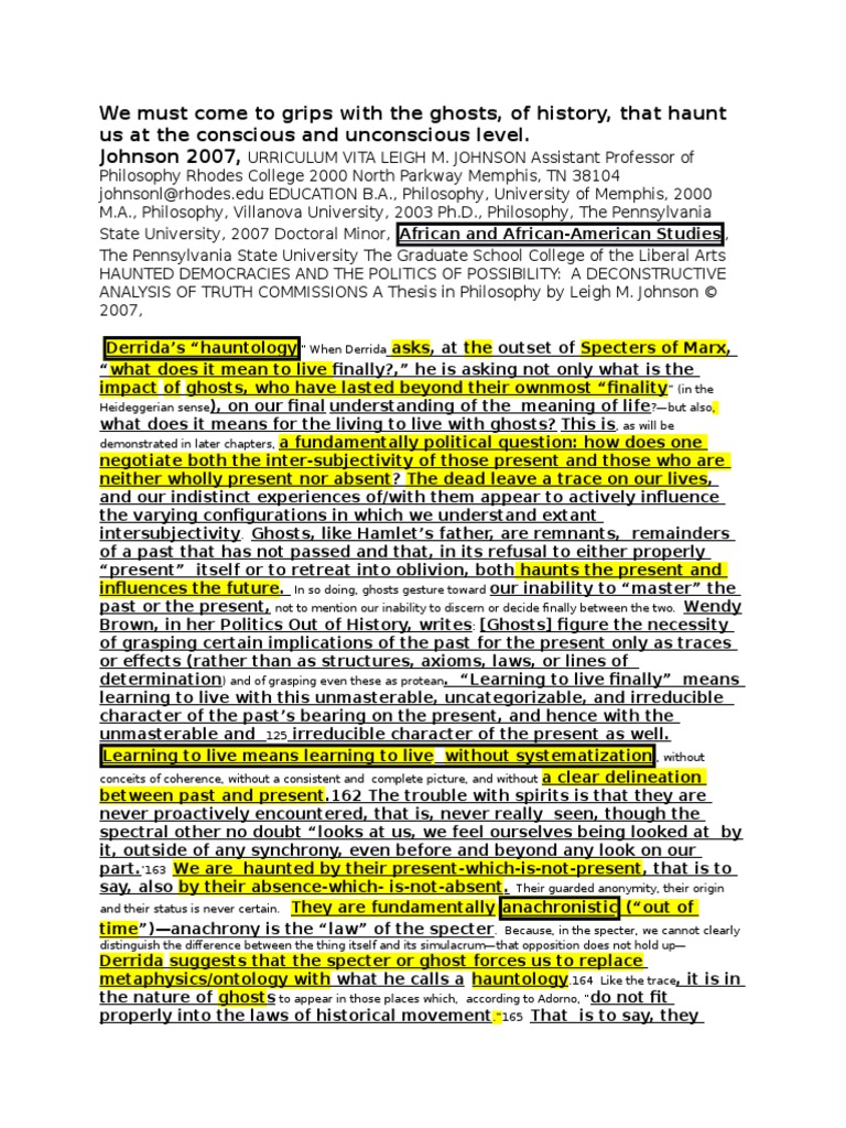 Hauntology Cards | PDF | Deconstruction | Jacques Derrida