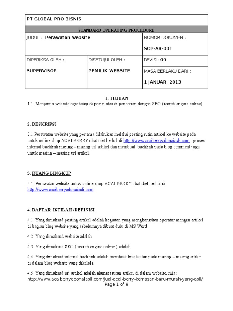 SOP SEO Website | PDF