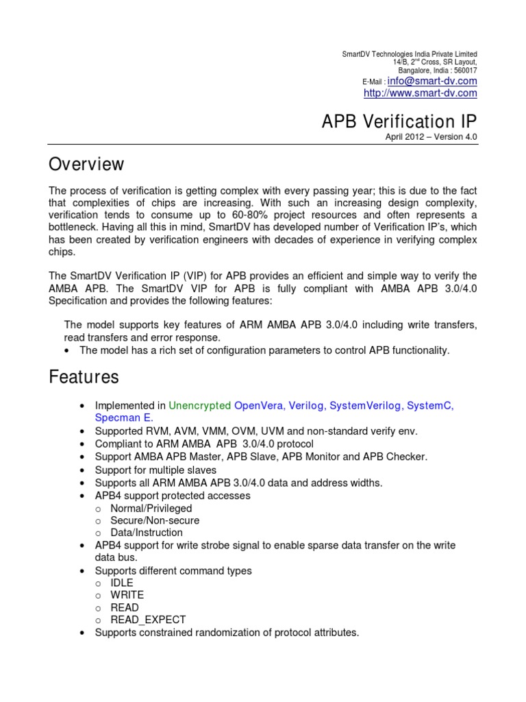 APB Verification IP Overview | PDF | Digital Technology | Electronic ...