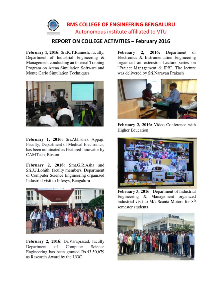 Report On College Activity | PDF | Engineering | Bangalore
