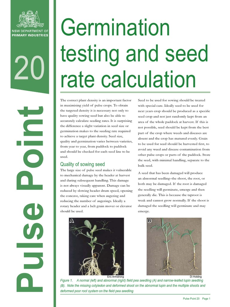Calculation of Seed Rate and Germination % | Seed | Germination