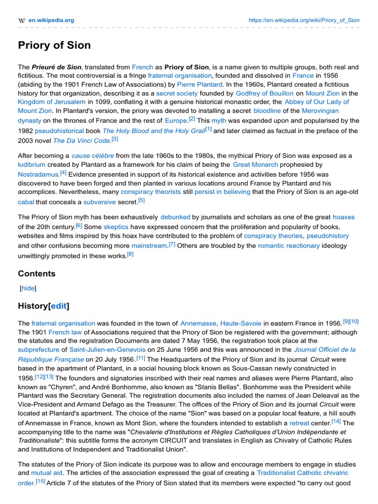 Priory of Sion | PDF | Jesus Bloodline | Religion And Belief