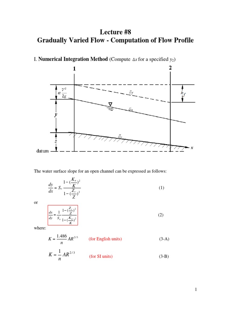 Direct Step Method for Flow Profile | PDF | River | Mathematical Objects