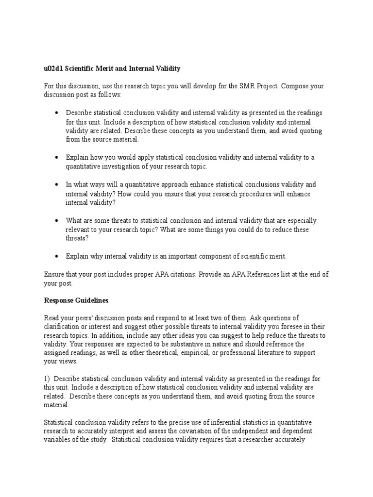 U02d1 Scientific Merit and Internal Validity | PDF | Validity ...