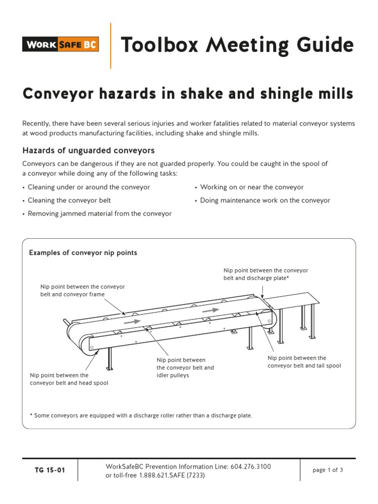 Tg15 01 Conveyor Hazards PDF En | Belt (Mechanical) | Safety
